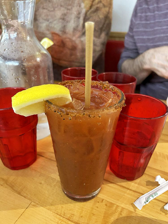 That Bloody Mary garnished and ready to convince you brunch is the most important decision you'll make today. 
