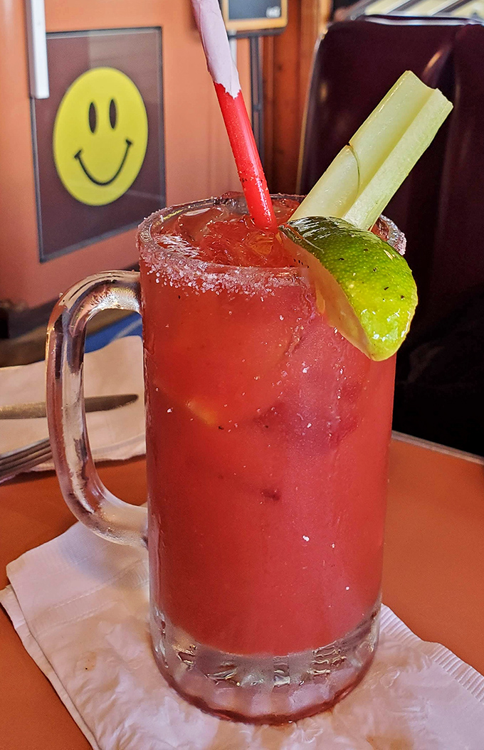 A Bloody Mary that's practically a meal unto itself, complete with celery stalks tall enough to require their own zip code.
