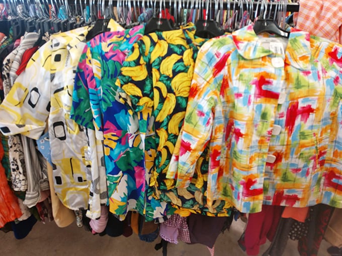 A riot of color and pattern! These vibrant shirts channel tropical vacations and 90s nostalgia in equal, eye-catching measure.
