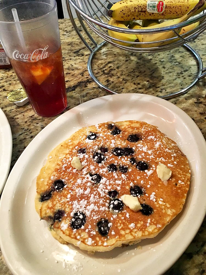 A blueberry pancake that's basically dessert masquerading as breakfast&mdash;and nobody's complaining about this delicious deception.