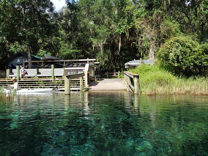 The gateway to aquatic adventures awaits at this pristine boat ramp. Crystal waters beckon paddlers into a world below the surface.