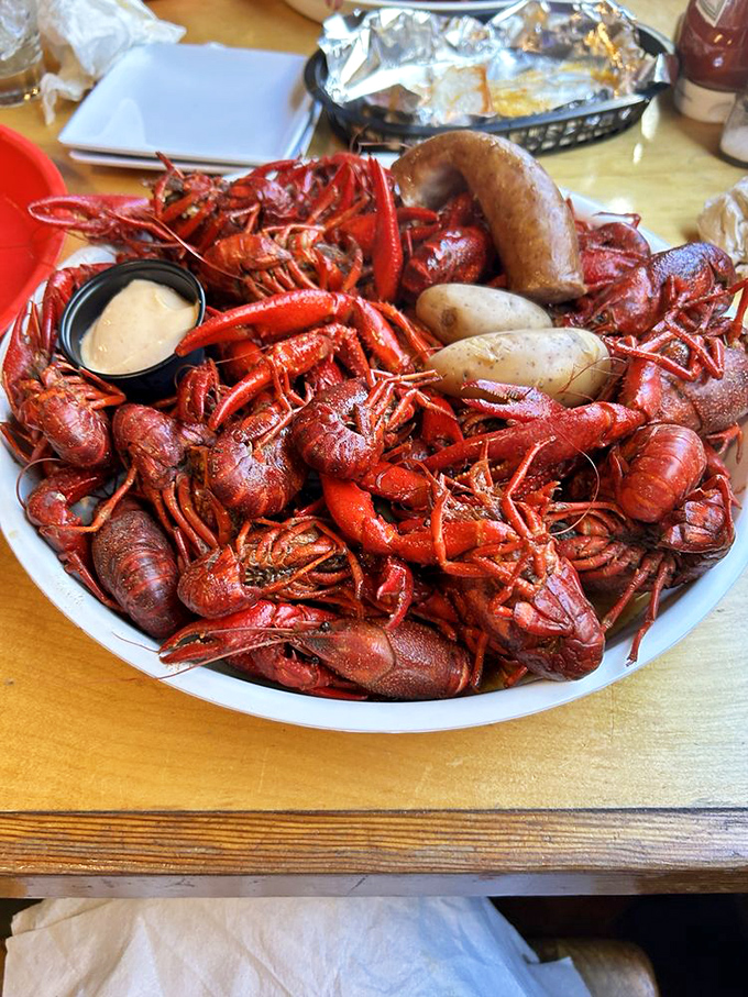 A mountain of boiled crawfish that requires both strategy and stamina&mdash;the most delicious work you'll ever do.