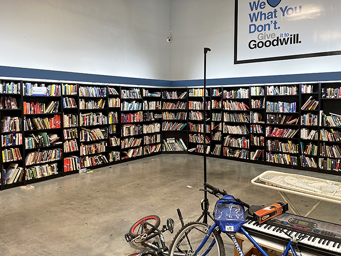 The book section attracts its own subset of dedicated hunters, patiently scanning spines for literary gems amid dog-eared paperbacks.