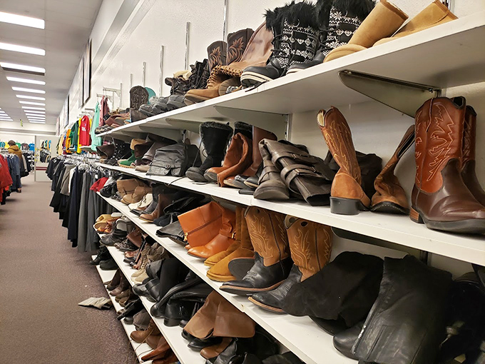 Boot boulevard showcases everything from practical snow-stompers to fancy cowboy kicks that might have line-danced their way through Utah's honky-tonks.