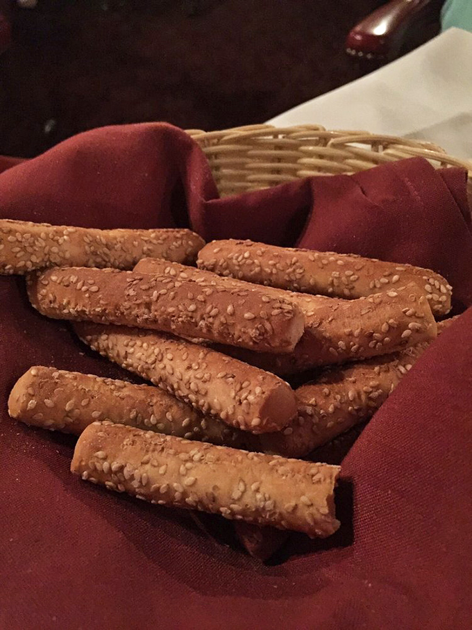 Sesame breadsticks lined up like delicious fence posts&mdash;the perfect opening act before the main event, simple yet impossible to stop eating.