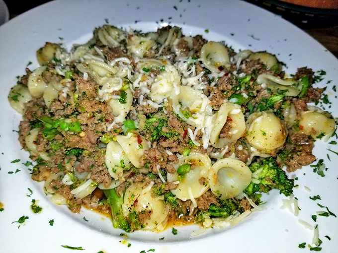 Orecchiette pasta with sausage and broccoli &ndash; little "ears" catching every bit of flavor in this rustic Italian countryside classic.