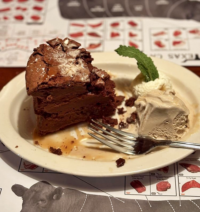 This isn't just chocolate &ndash; it's a brownie that's dense enough to have its own gravitational pull, orbited by a scoop of vanilla ice cream.