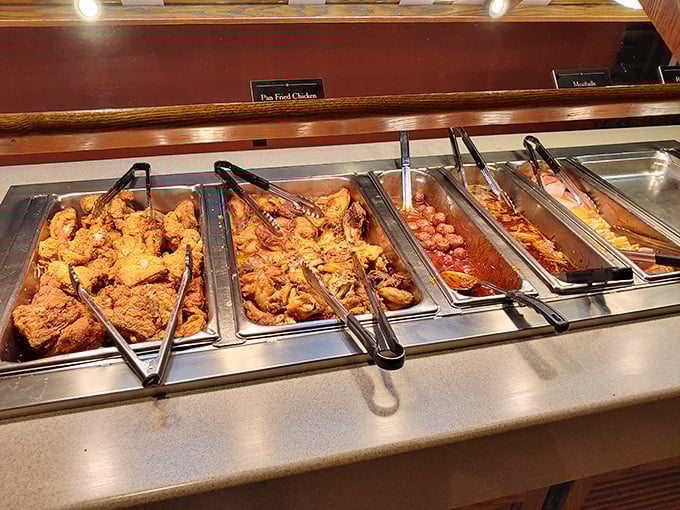 The buffet line: where "I'll just have a little taste" becomes the biggest lie you'll tell yourself all day.