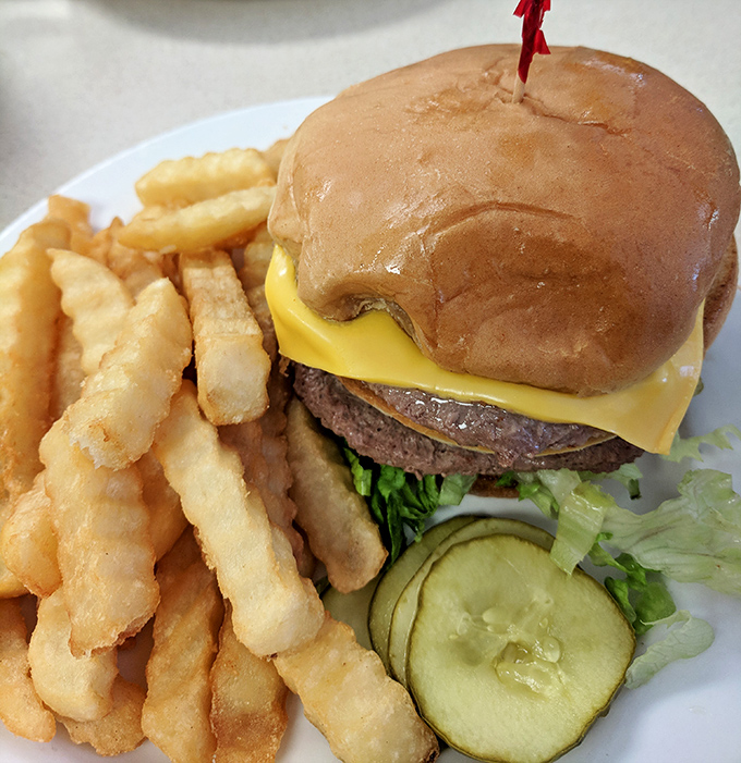 A burger that means business, with fries that could convert even the staunchest health nut.
