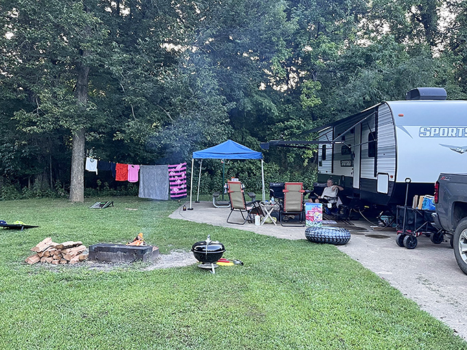Camping at Sam A. Baker means creating your own little kingdom complete with fire pit throne, camp chair courtyard, and the sweet smell of almost-burned marshmallows.
