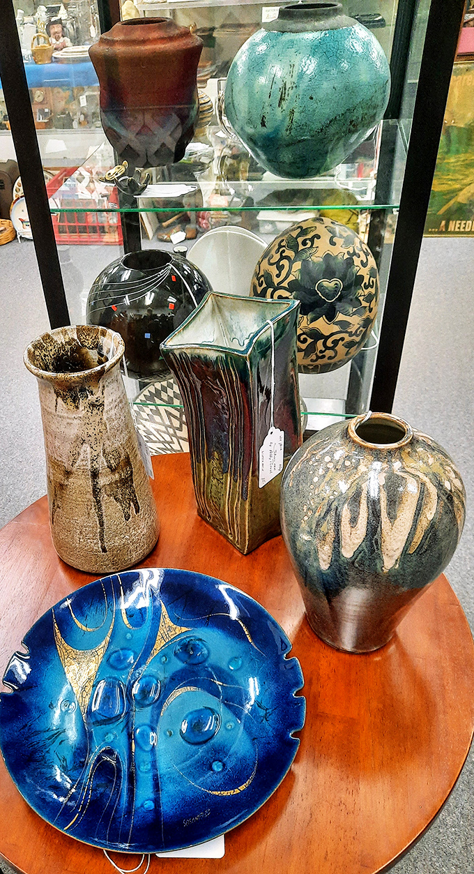 Pottery that proves functional objects can be breathtaking art. That blue glazed plate looks like it captured the night sky in ceramic.