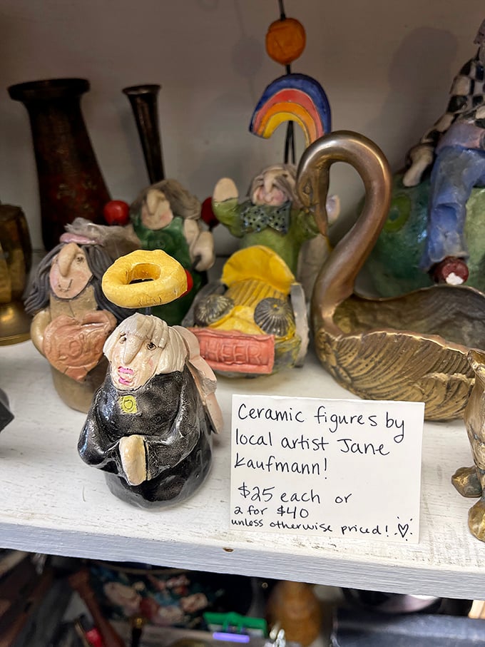 "Ceramic figures by local artist Jane Kaufmann" proves that Maine's artistic talent extends far beyond lighthouse paintings and lobster sculptures.