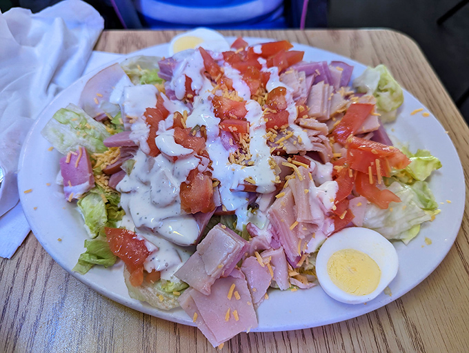 A chef salad that doesn't apologize for being exactly what it is&mdash;a hearty, satisfying arrangement of proteins, veggies, and that perfect hard-boiled egg.