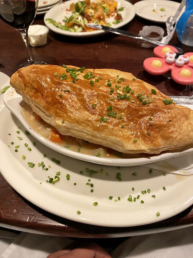 This Chicken Pot Pie isn't just baked &ndash; it's been lovingly coaxed into golden perfection, its flaky roof barely containing the savory treasures within.