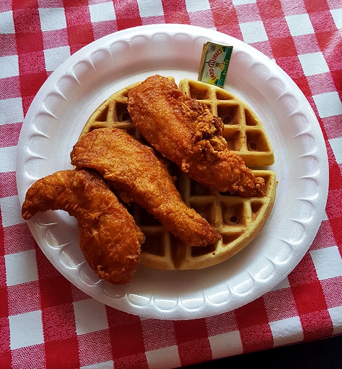 Chicken and waffles: the food equivalent of when jazz meets blues. That golden-brown trio perched atop a waffle is breakfast, lunch, and dinner in one glorious plate.