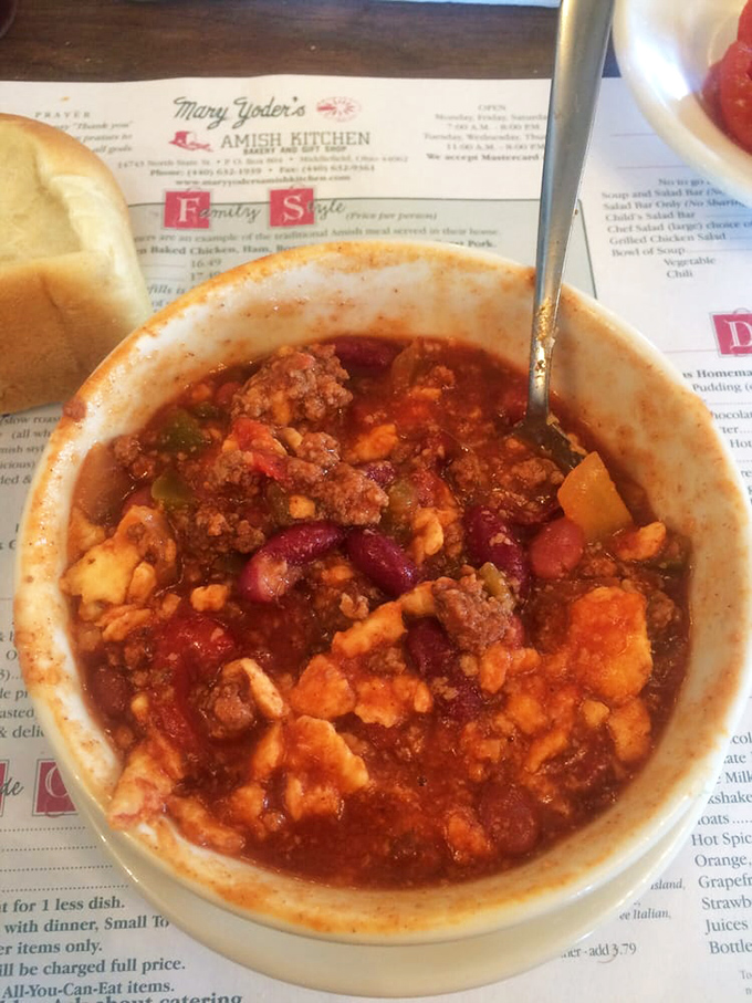 Chili that's packed tighter than a rush-hour subway, ready to warm you from the inside out on cold days.