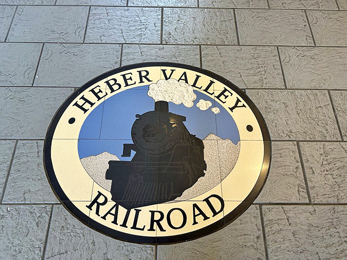 Floor art that stops you in your tracks &ndash; this emblem reminds visitors they're stepping into living history, not just a station.