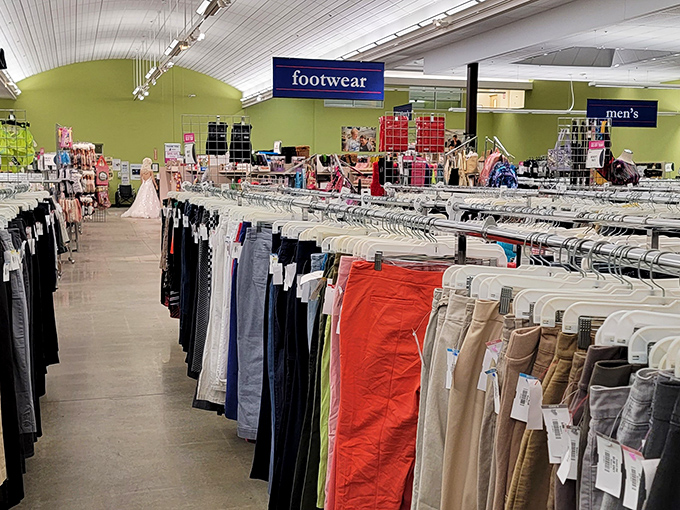 The clothing section stretches to the horizon&mdash;a textile landscape where vintage treasures hide between everyday basics, waiting for the right explorer.