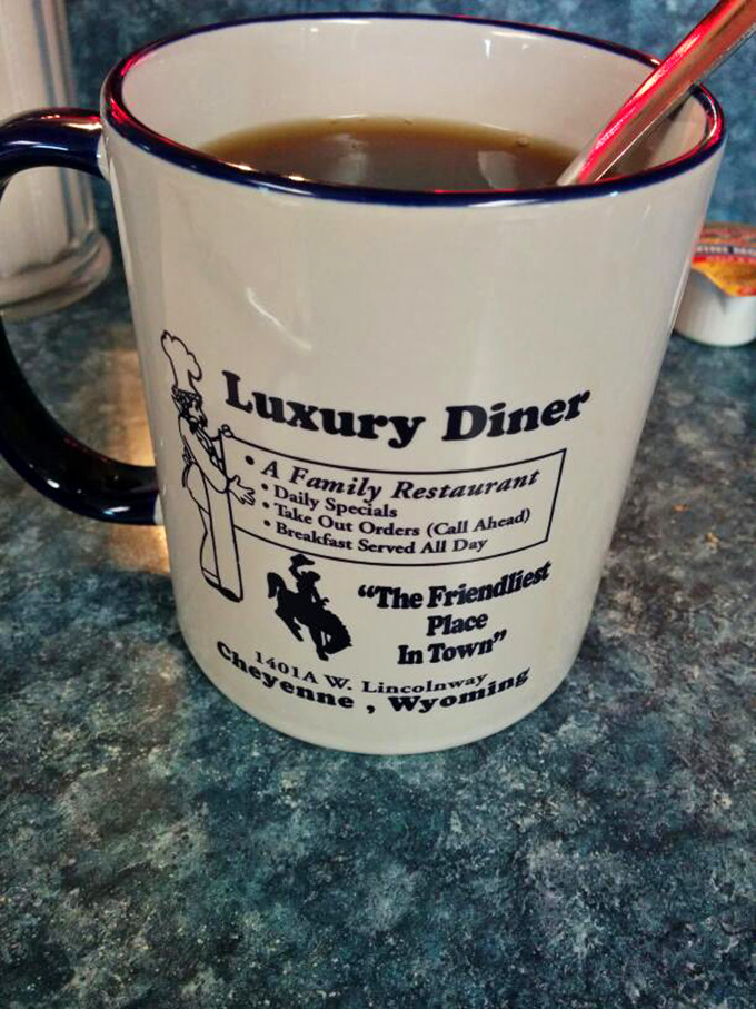 The mug says it all: "The Friendliest Place in Town." In Wyoming, coffee cups don't lie, and neither does that rich amber brew.