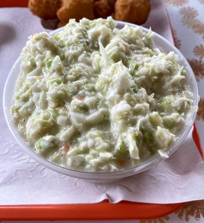 Coleslaw that actually deserves a place on your plate &ndash; fresh, crisp, and the perfect cool counterpoint to Speck's hot fried offerings.
