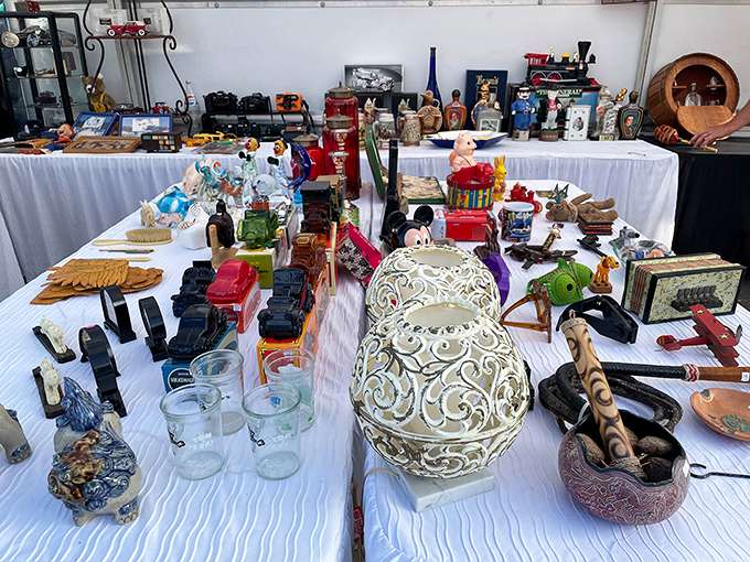 Every table tells a story through its carefully arranged artifacts&mdash;ceramic treasures and wooden carvings waiting to become the perfect "where did you find that?" piece.