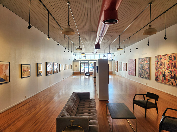 The Commerce Gallery transforms a historic building into a light-filled showcase for Texas artists, proving creativity thrives far beyond city limits.