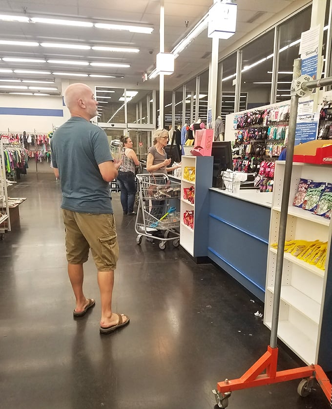 The final frontier: checkout, where shoppers discover their treasure hunting prowess has filled a cart for less than dinner for two.