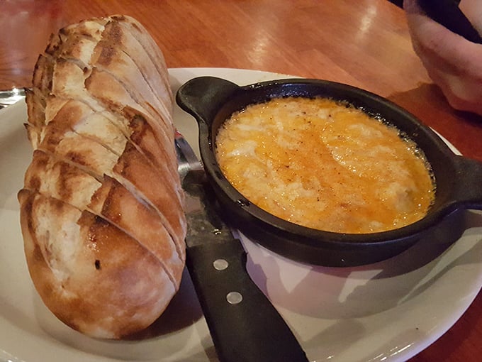 Crab dip and bread: Maryland's version of chips and salsa. The bubbling cheese surface is like a lava lake of deliciousness.