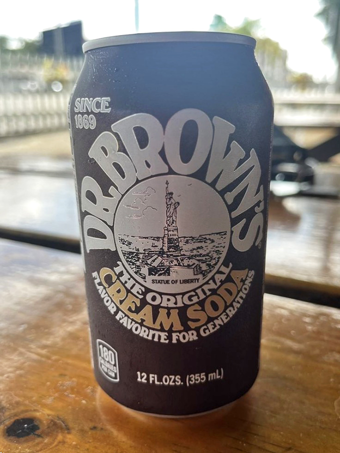 Dr. Brown's cream soda&mdash;the unofficial beverage of serious hot dog enthusiasts since 1869. Pairs with encased meats like Sinatra with a microphone.