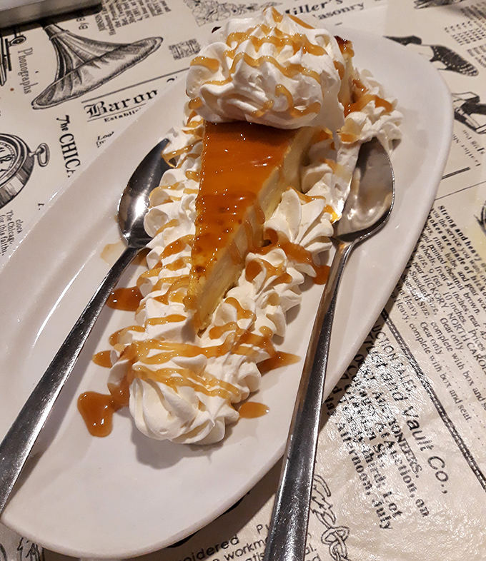 Cheesecake that makes you reconsider your relationship with dessert. The caramel drizzle is just showing off at this point.