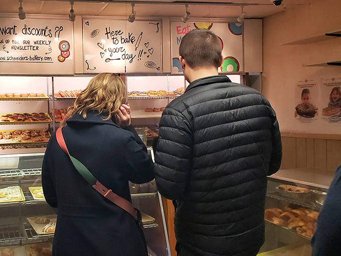 The universal language of anticipation &ndash; customers contemplating life's most important question: "How many donuts is too many donuts?"
