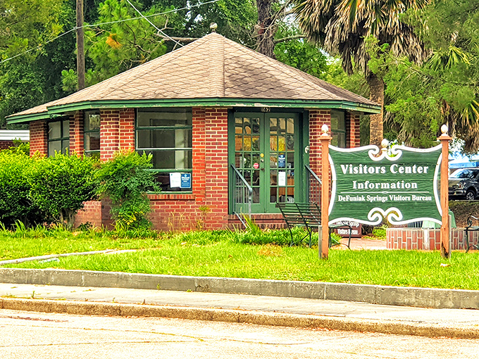 The Visitors Center's charming brick cottage looks like it was designed by someone who really understood the concept of "welcome."