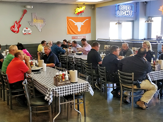 Lunchtime at Moonies isn't just a meal, it's a community gathering. Notice nobody's looking at their phones &ndash; the food demands attention.