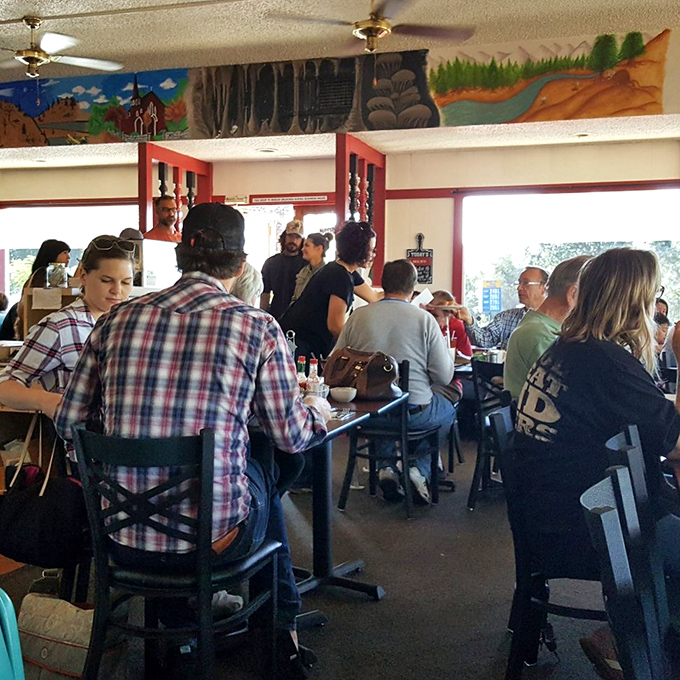 The weekend crowd proves the universal truth: good food brings people together, especially when biscuits and gravy are involved.