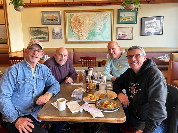When four guys show up for breakfast, you know the portions and company are both worth the trip.