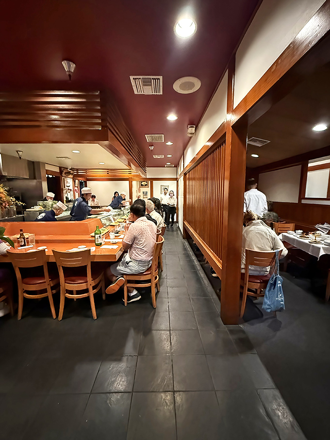 Sushi Gen's interior reveals its true character&mdash;not in flashy decor, but in the focused attention of diners lost in the moment of culinary bliss.