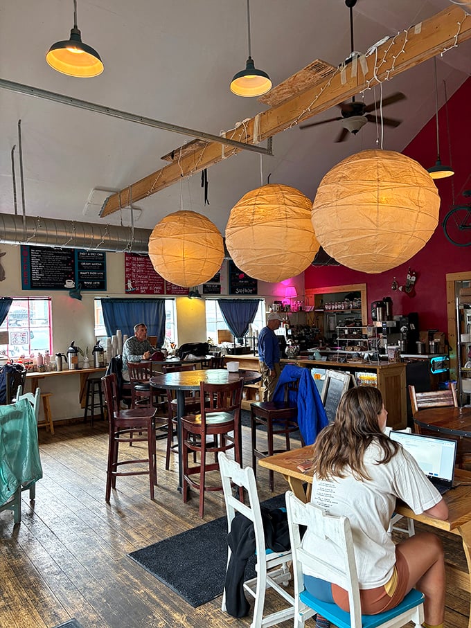 The café's interior feels like the living room of your coolest friend—the one who always has the best food and never minds if you stay all day.