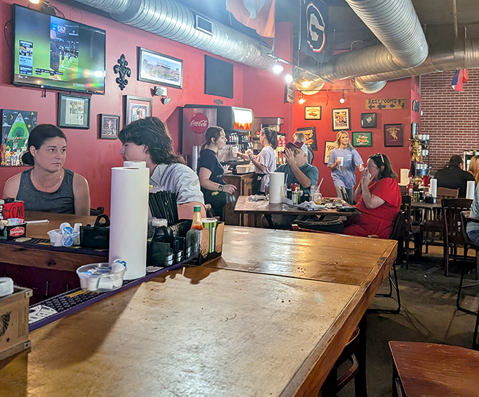 Real people enjoying real food in a real restaurant, not posing for their Instagram food influencer debut.