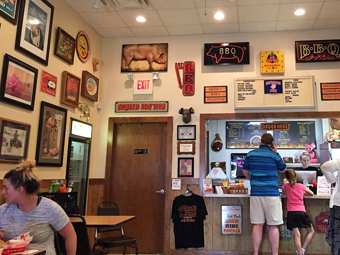 Where BBQ dreams come true&mdash;customers line up at the counter while walls plastered with pig paraphernalia set the proper mood.
