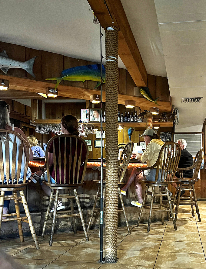 The bar area &ndash; where locals and tourists unite in the universal language of "Did you try the grouper cheeks yet?"