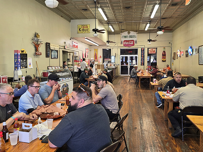 The barbecue trance is real. Notice how nobody's talking? That's the sound of proper appreciation&mdash;a symphony of silent chewing.