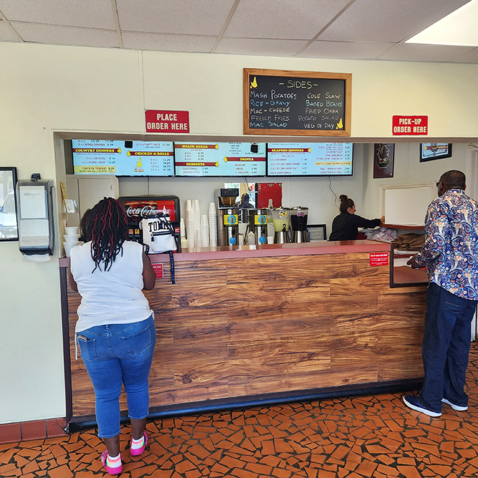 The universal language of good food: people patiently waiting their turn for chicken that's worth every minute.