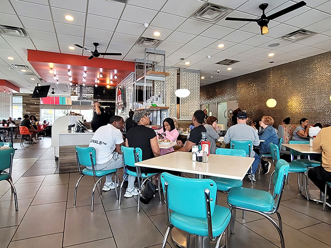 Where strangers become temporary neighbors over plates of comfort food. The diverse crowd proves good eating transcends all demographics.