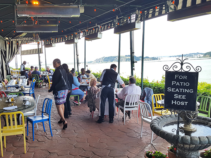 The patio offers front-row seats to nature's best show &ndash; sparkling water views that somehow make everything taste even better.