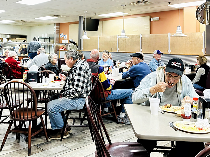 A cross-section of Rocky Mount life gathered around tables, united by the universal language of good food.