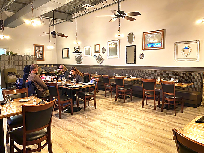 A dining room where memories are made between bites. Those wooden booths have heard countless birthday toasts and anniversary whispers.