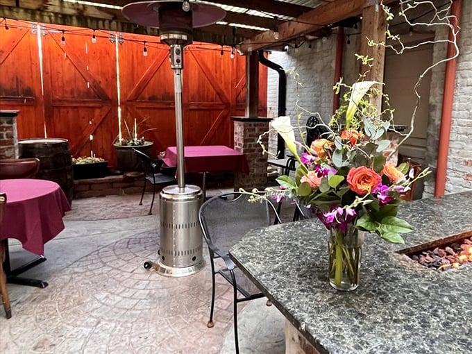 The outdoor patio offers a more casual vibe with the same commitment to excellence. Even the flowers look delicious here.