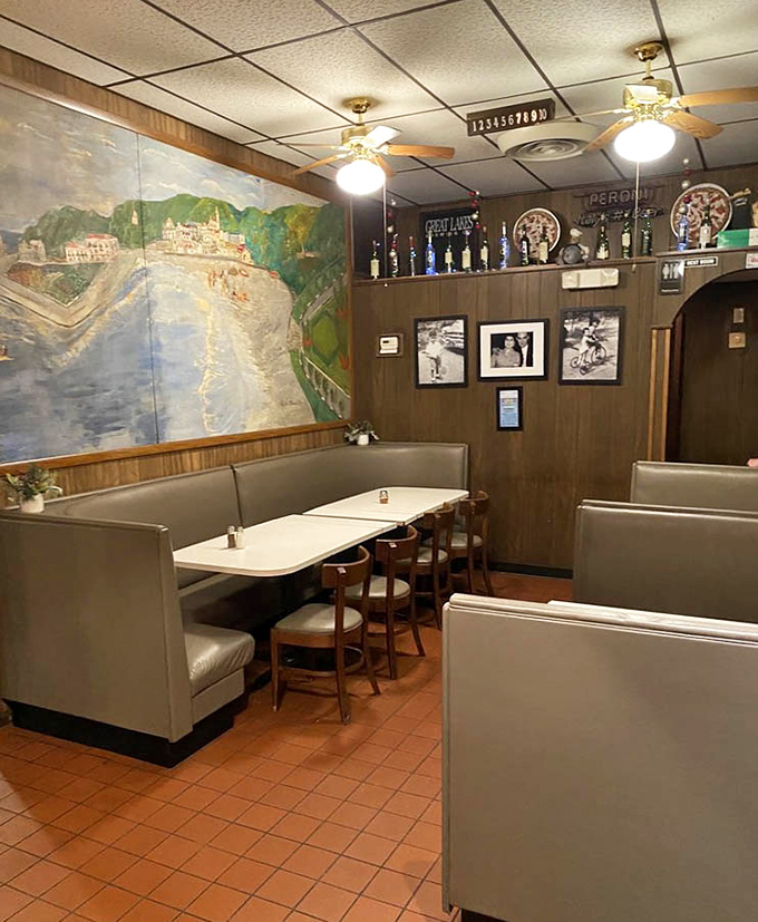 The booth seating and mural transport you to Italy without the jet lag&mdash;a corner of Cleveland that's been serving up escapism with a side of garlic bread.