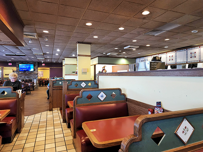 Another angle of comfort &ndash; where the booths aren't just seating, they're front-row tickets to the community theater that is small-town dining.