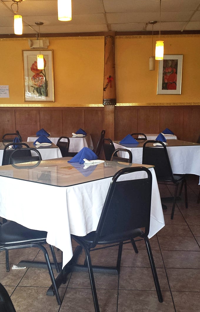 Blue napkins add pops of color to tables where countless "mmms" and "you've got to try this" conversations have happened.